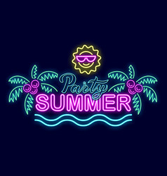 Summer neon sign with bright illumination fresh Vector Image