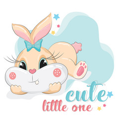 Cute fox and bunny flying with a cloud balloon Vector Image