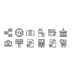 12 set linear elearning icons thin outline Vector Image