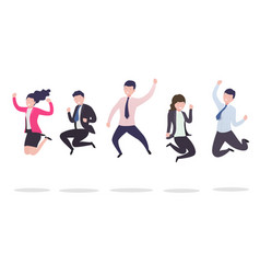 Happy excited business people employees jumping Vector Image