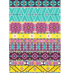 Aztecs seamless pattern on hot color with bird Vector Image