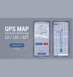 Map gps navigation mockup screen Royalty Free Vector Image