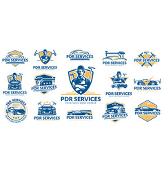 Paintless dent repair logo pdr service logo Vector Image