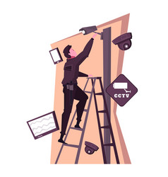 Guardian with radio transmitter cartoon character Vector Image