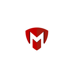M letter monogram origami ribbon shield Royalty Free Vector