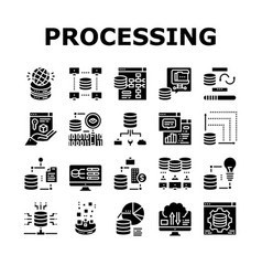 Digital processing collection icons set Royalty Free Vector