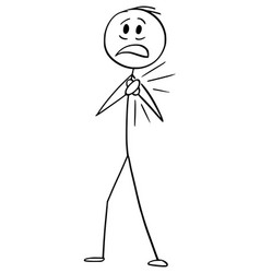 Upset man touching chest with painful expression Vector Image