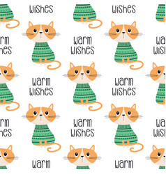 Winter seamless pattern with cute cats Royalty Free Vector