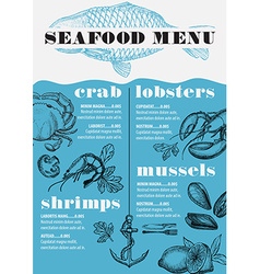 Seafood chalkboard menu template Royalty Free Vector Image