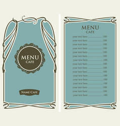 Menu for cafe with price list and curlicues frame Vector Image