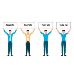 Man holding thank you sign board flat character Vector Image