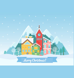 Christmas town xmas snowy old town Royalty Free Vector Image