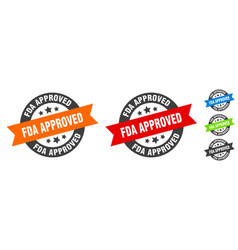Fda approved round isolated gold badge Royalty Free Vector
