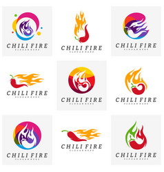 Hot chili logo design chili with fire logo Vector Image