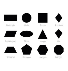 Geometric shapes with labels set 12 basic Vector Image