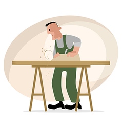 Funny carpenter cartoon Royalty Free Vector Image