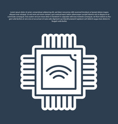White line computer processor with microcircuits Vector Image