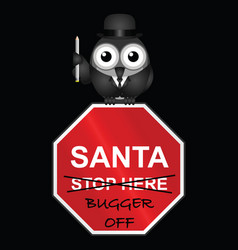 Santa please stop here sign door hanger hat and Vector Image
