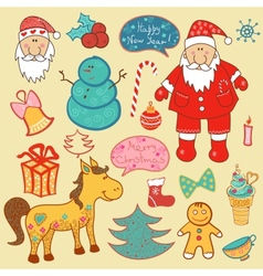 Vintage christmas set old paper Royalty Free Vector Image