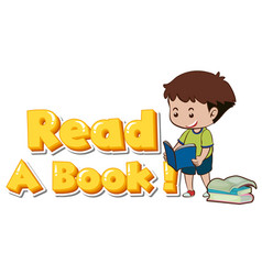 Font design for word library with happy boy Vector Image