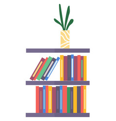 Library book shelf bookcase with different books Vector Image