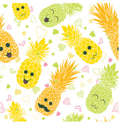 Green yellow pineapples repeat pattern design Vector Image