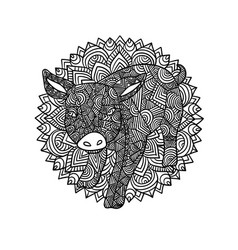 Pig mandala coloring pages for adults Royalty Free Vector