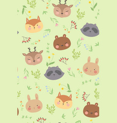 Seamless pattern with cute animals Royalty Free Vector Image