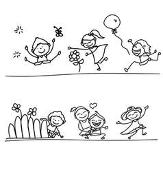 Hand drawing cartoon character happy kids Vector Image