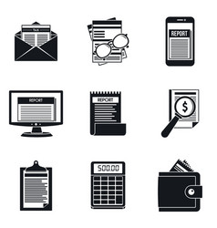 Expense report icon set flat style Royalty Free Vector Image