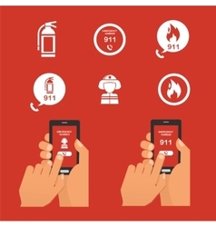 Handset with 911 emergency number simple black Vector Image