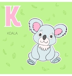 Alphabet k with koala cartoon Royalty Free Vector Image