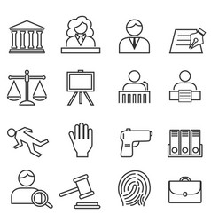 Justice law legal and lawyer icon set Royalty Free Vector