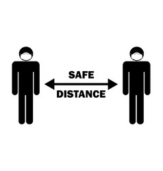 Safe distance arrow stick figure with mask Vector Image