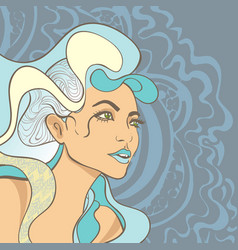 Outline girl portrait Royalty Free Vector Image