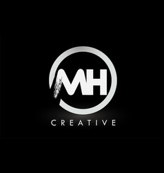 Mh m h brushed letter logo design with creative Vector Image