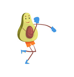 Cute smiling strong avocado fighting Royalty Free Vector