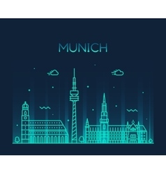 Munich skyline germany city buildings Royalty Free Vector