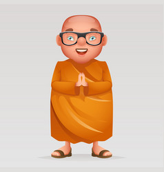 Buddhist cute monk traditional asian buddhist Vector Image