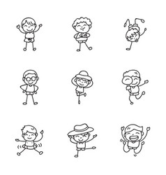 Hand drawing cartoon character happy kids Vector Image
