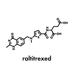 Raltitrexed cancer chemotherapy drug molecule Vector Image