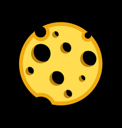 Round porous cheese in simple cartoon style Vector Image
