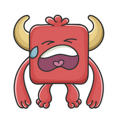 Happy laughing red square devil cartoon monster Vector Image