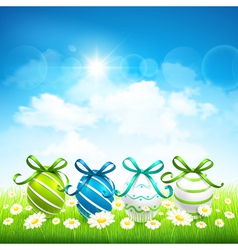 Natural background with easter eggs Royalty Free Vector