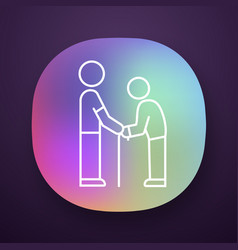 Elderly people help app icon assistance program Vector Image
