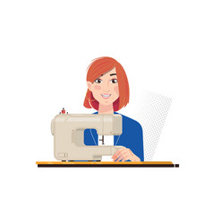 Seamstress isolated female character sewing Vector Image