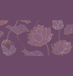 Gold line seamless luxury lotus wallpaper Vector Image