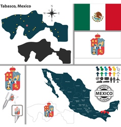 Tabasco mexico map grey Royalty Free Vector Image
