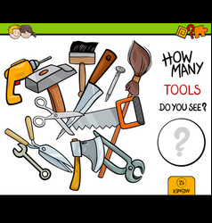 How many tools and objects counting game Vector Image