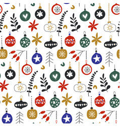 Vintage seamless pattern with Christmas decoration